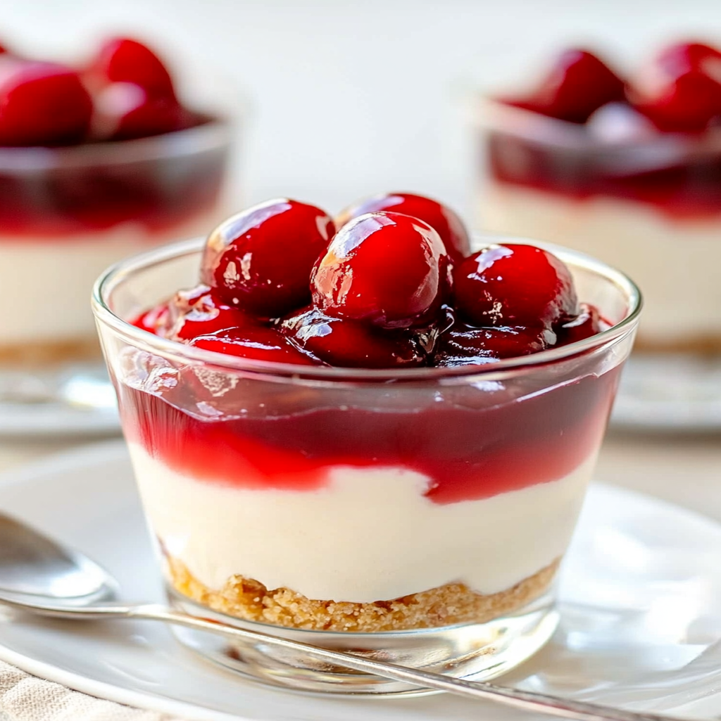 No-Bake Cheesecake Parfait with Cherry Pie Filling