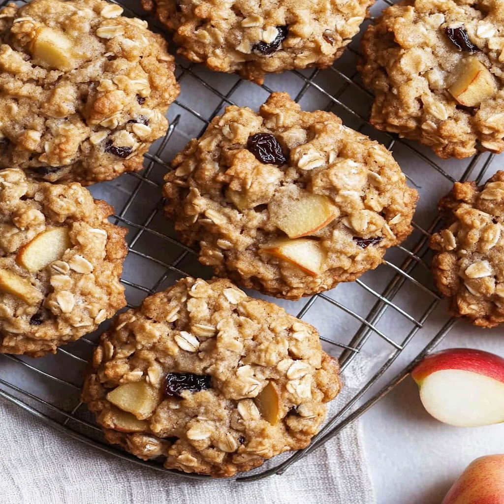 Chewy Apple Oatmeal Cookies with Raisins