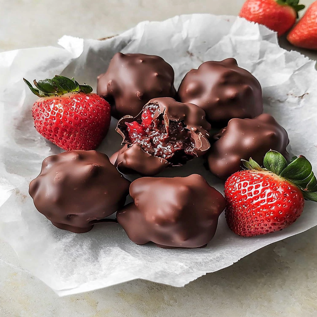 Chocolate-Covered Strawberry Yogurt Clusters
