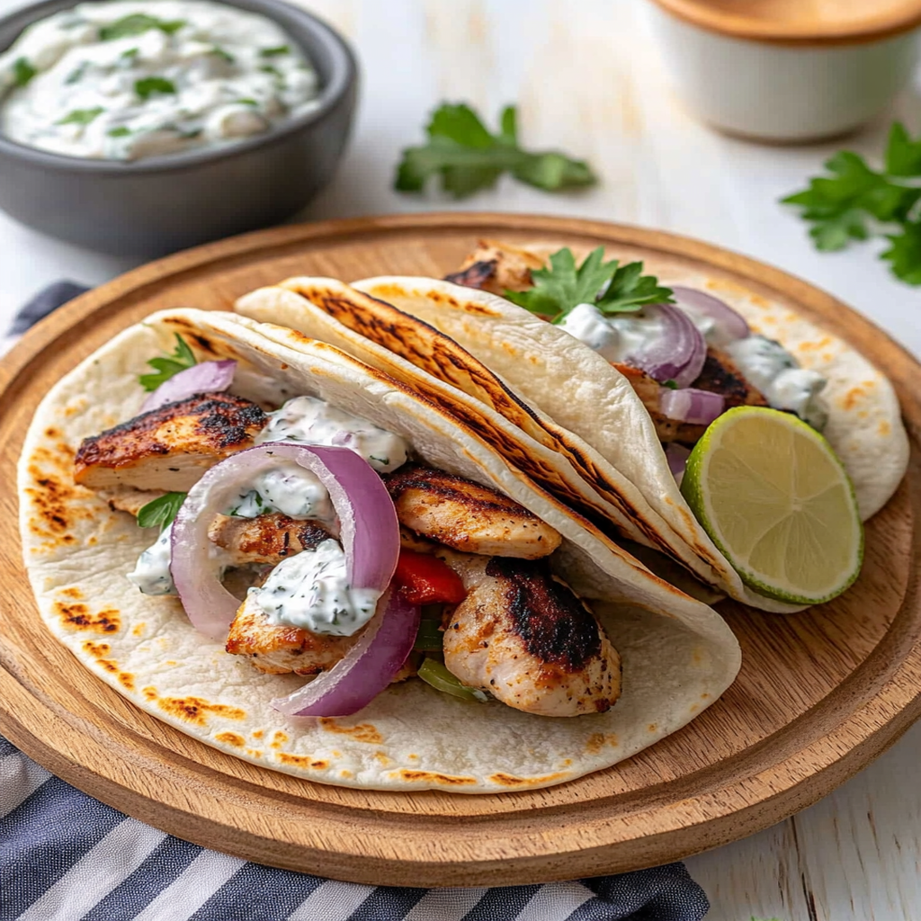 Mediterranean Chicken Gyros with Creamy Feta Tzatziki