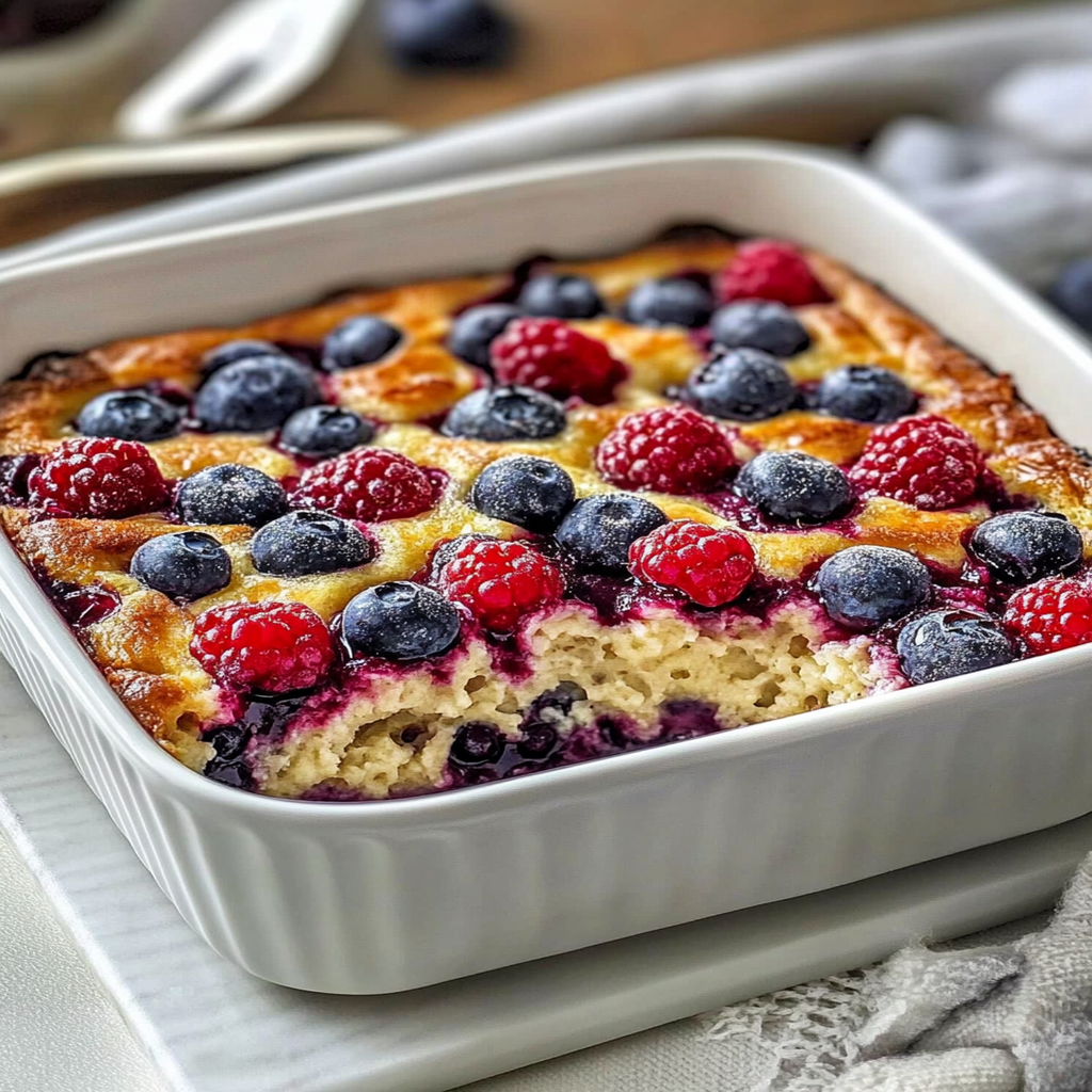High Protein Berry Bake