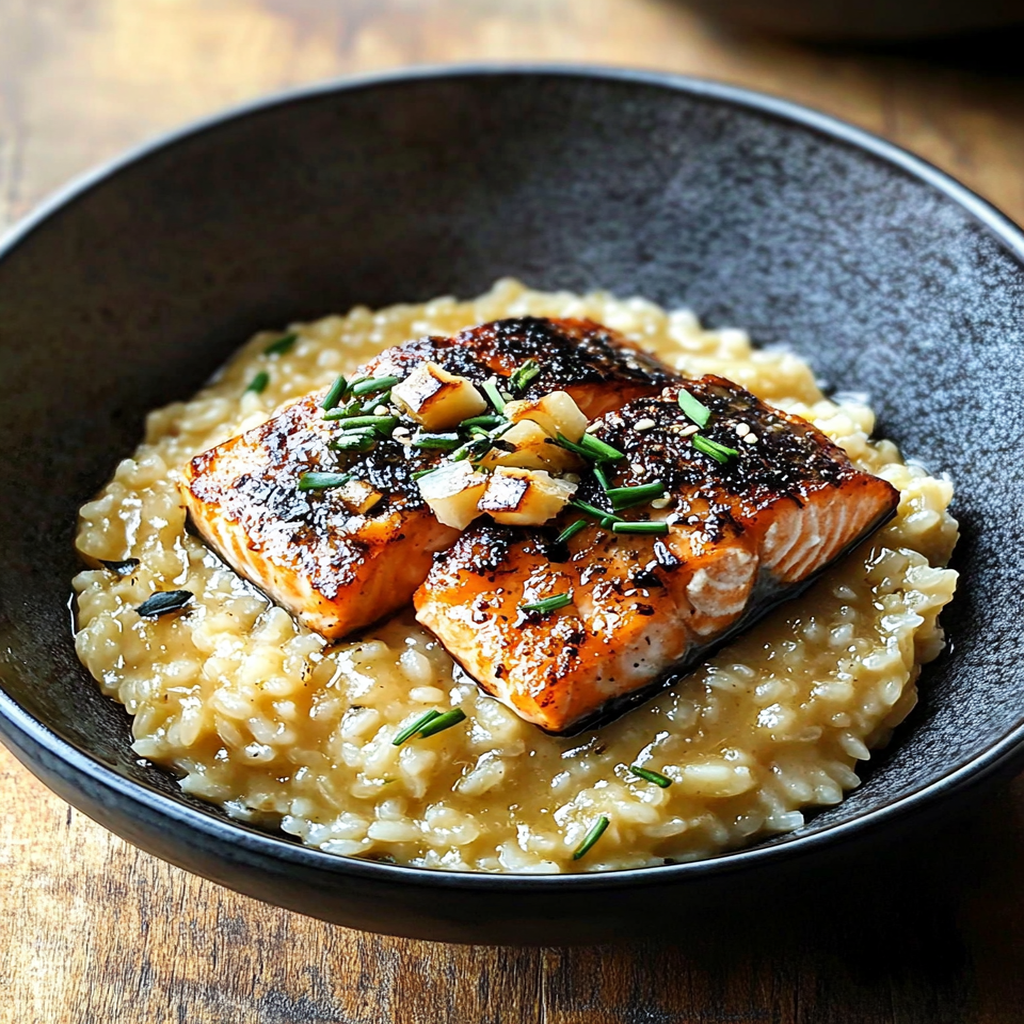 Japanese Style Risotto with Seared Salmon