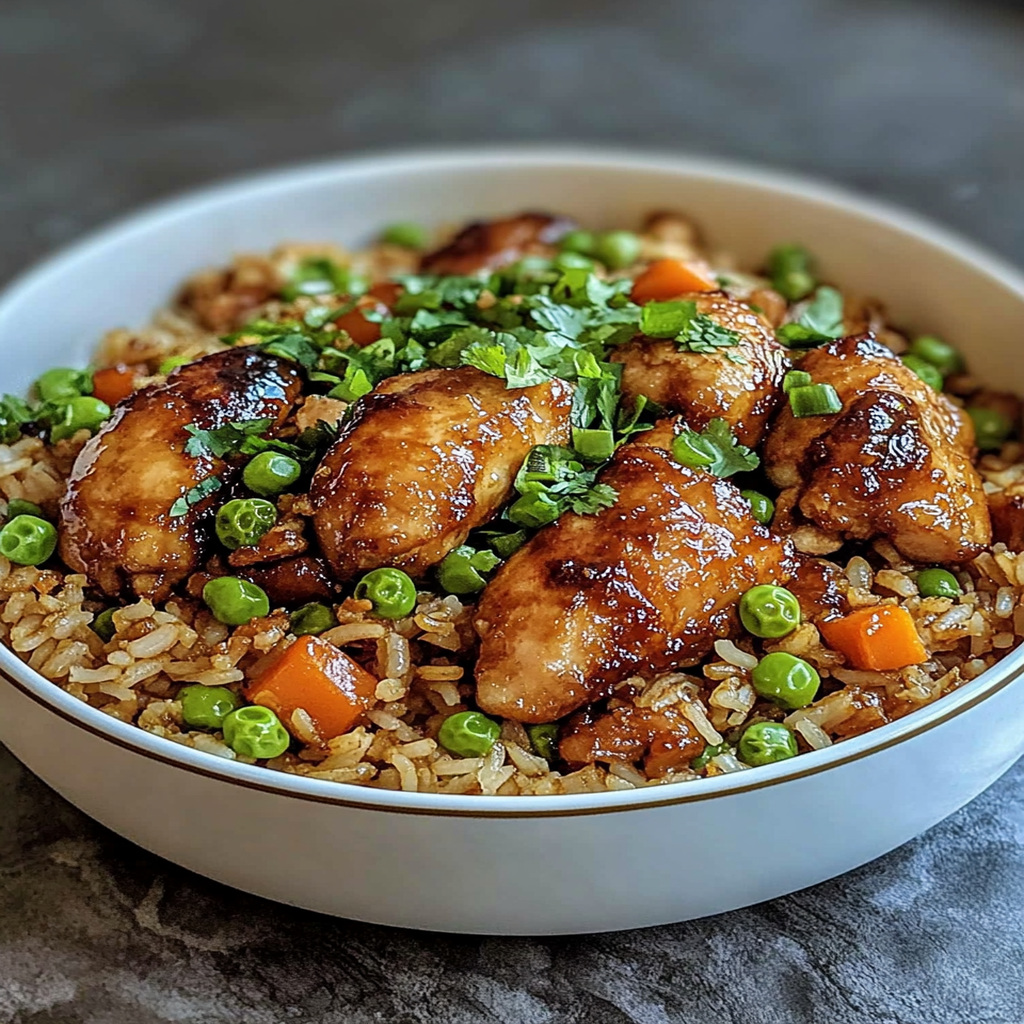 Crispy Saucy Chicken with Vegetable Fried Rice