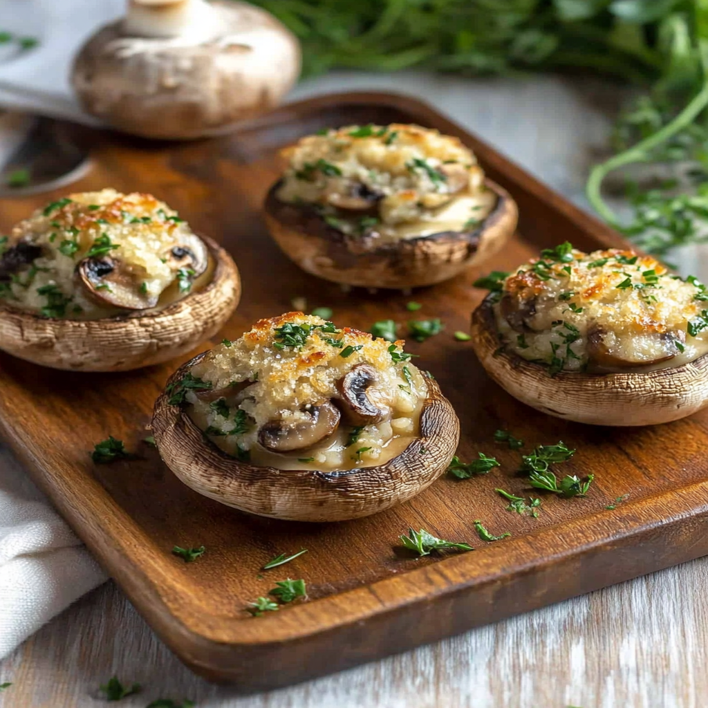 New Year Savory Mushroom Stuffed Caps