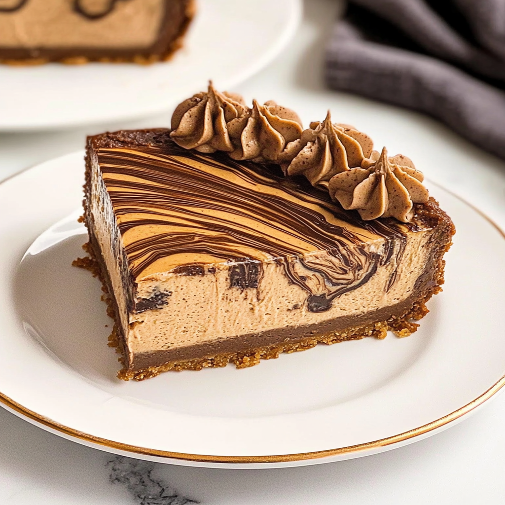 Peanut Butter and Chocolate Swirl Cheesecake