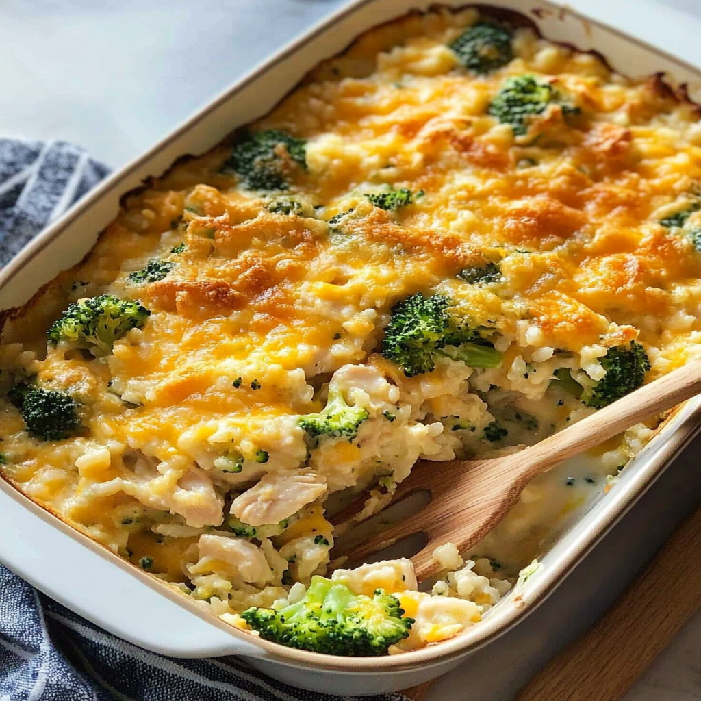Cheesy Chicken Broccoli Rice Casserole