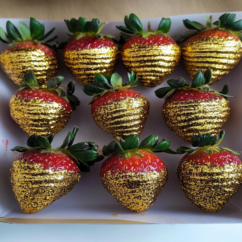 New Year Gold Dust Dipped Strawberry Firecrackers