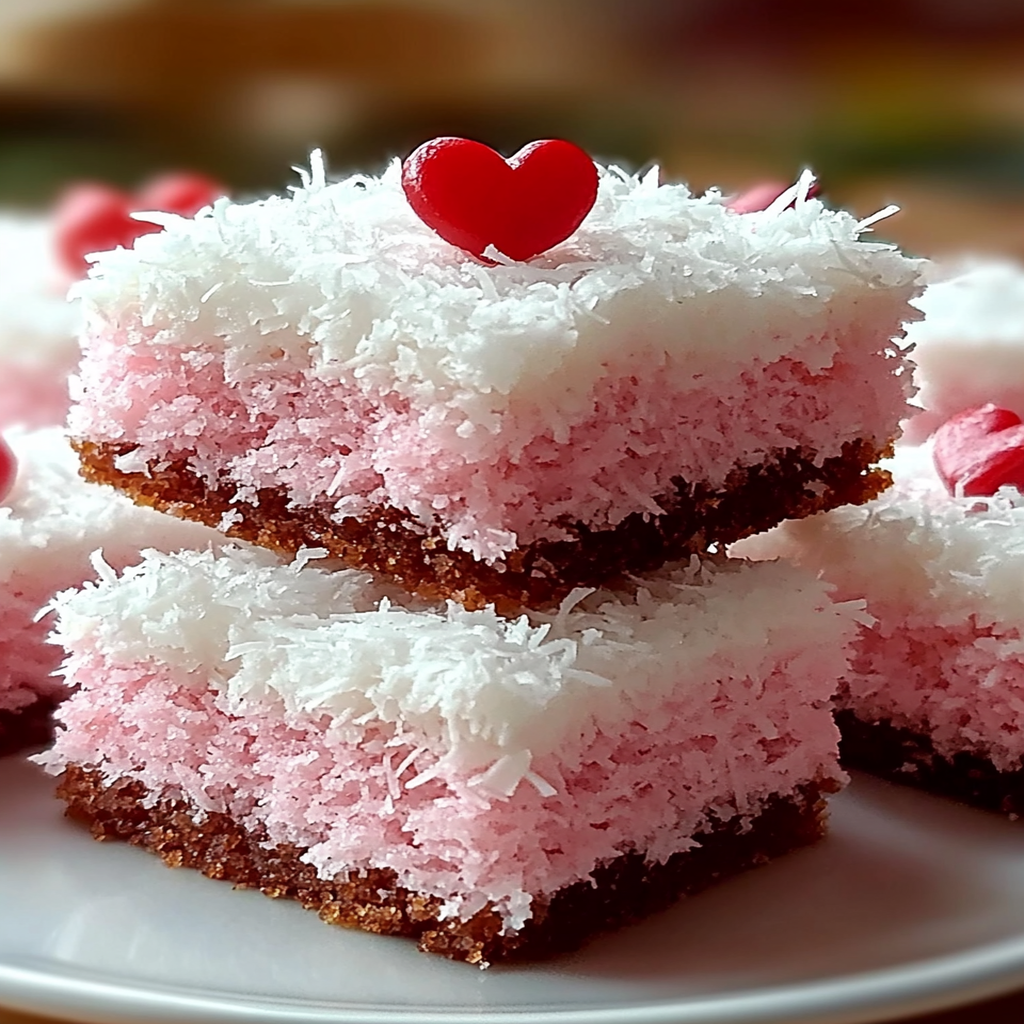 Pink Coconut Snowball Cake Bars