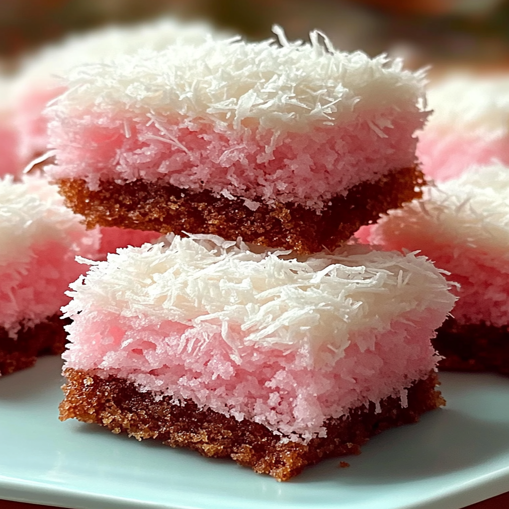 Pink Coconut Snowball Cake Bars