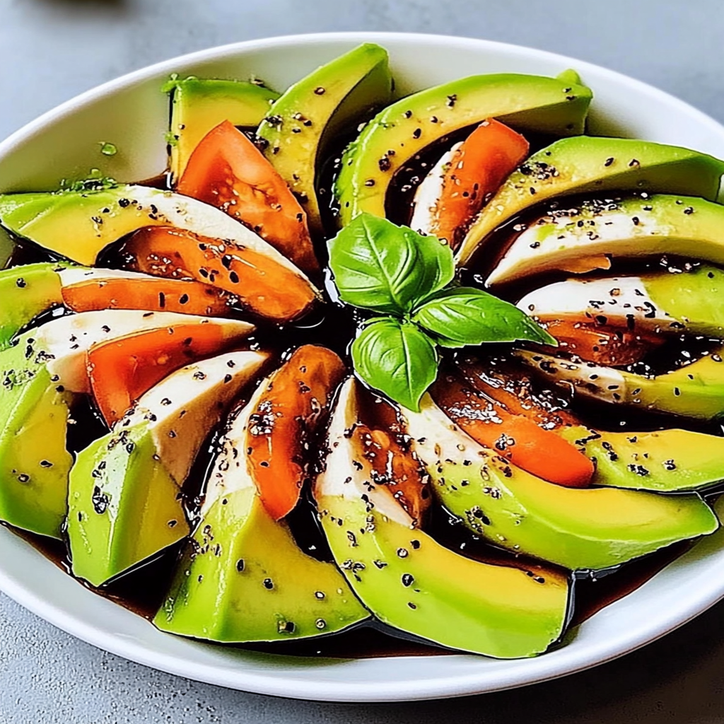 Ripe Avocado Basil Balsamic Salad