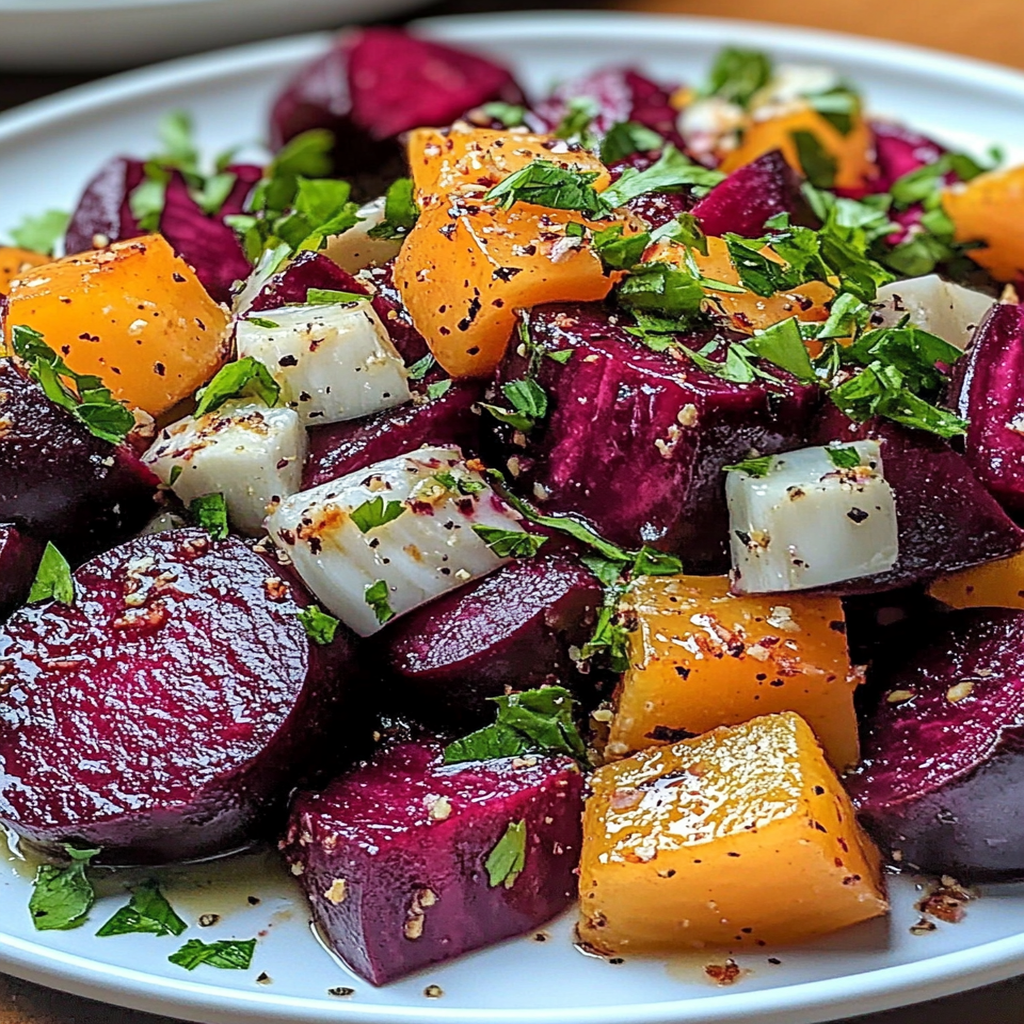 Roasted Beets with Roasted Garlic Vinaigrette