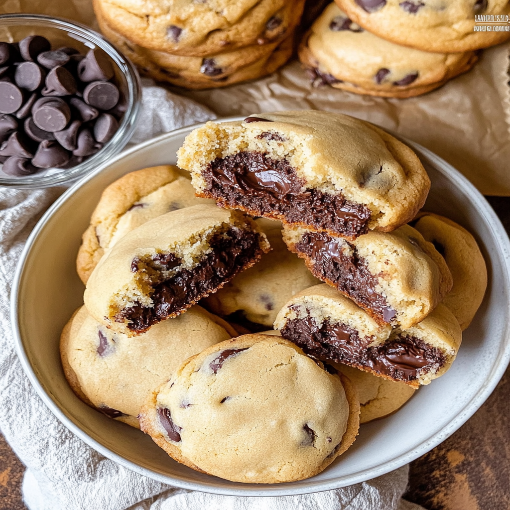 Brownie Batter Stuffed Chocolate Chip Cookies