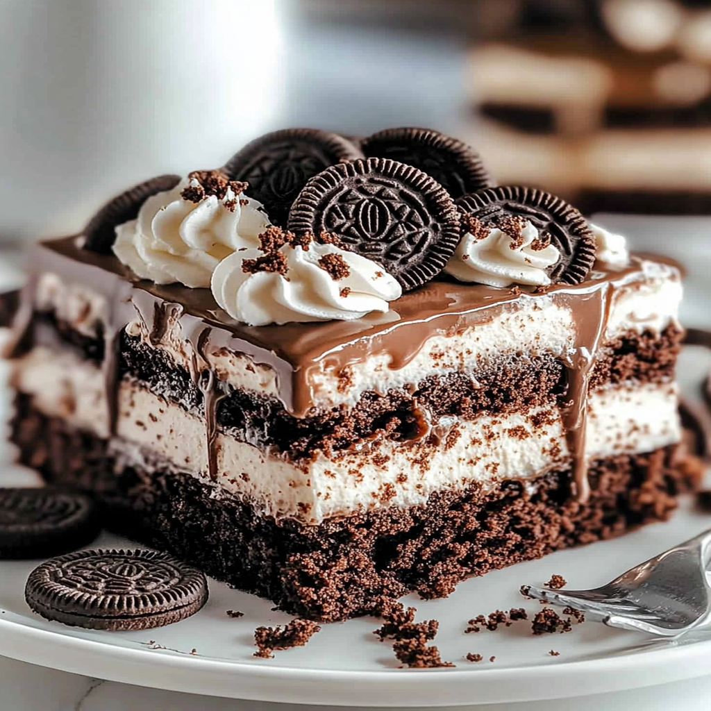Oreo Crunch Mudslide Chocolate Cake