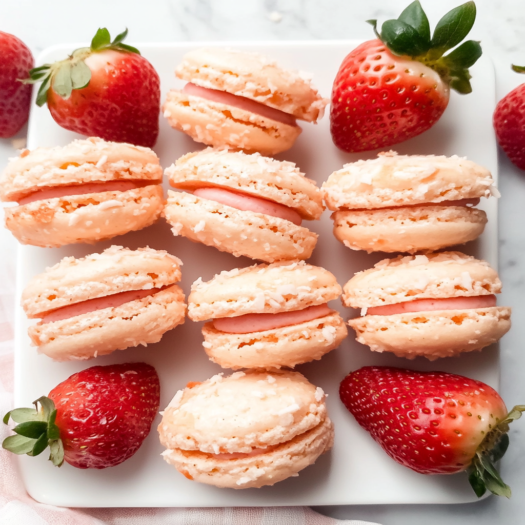 Strawberry Coconut Macaroons