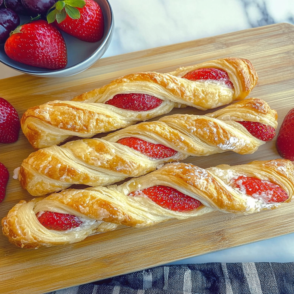 Strawberry Cream Cheese Puff Pastry Twists