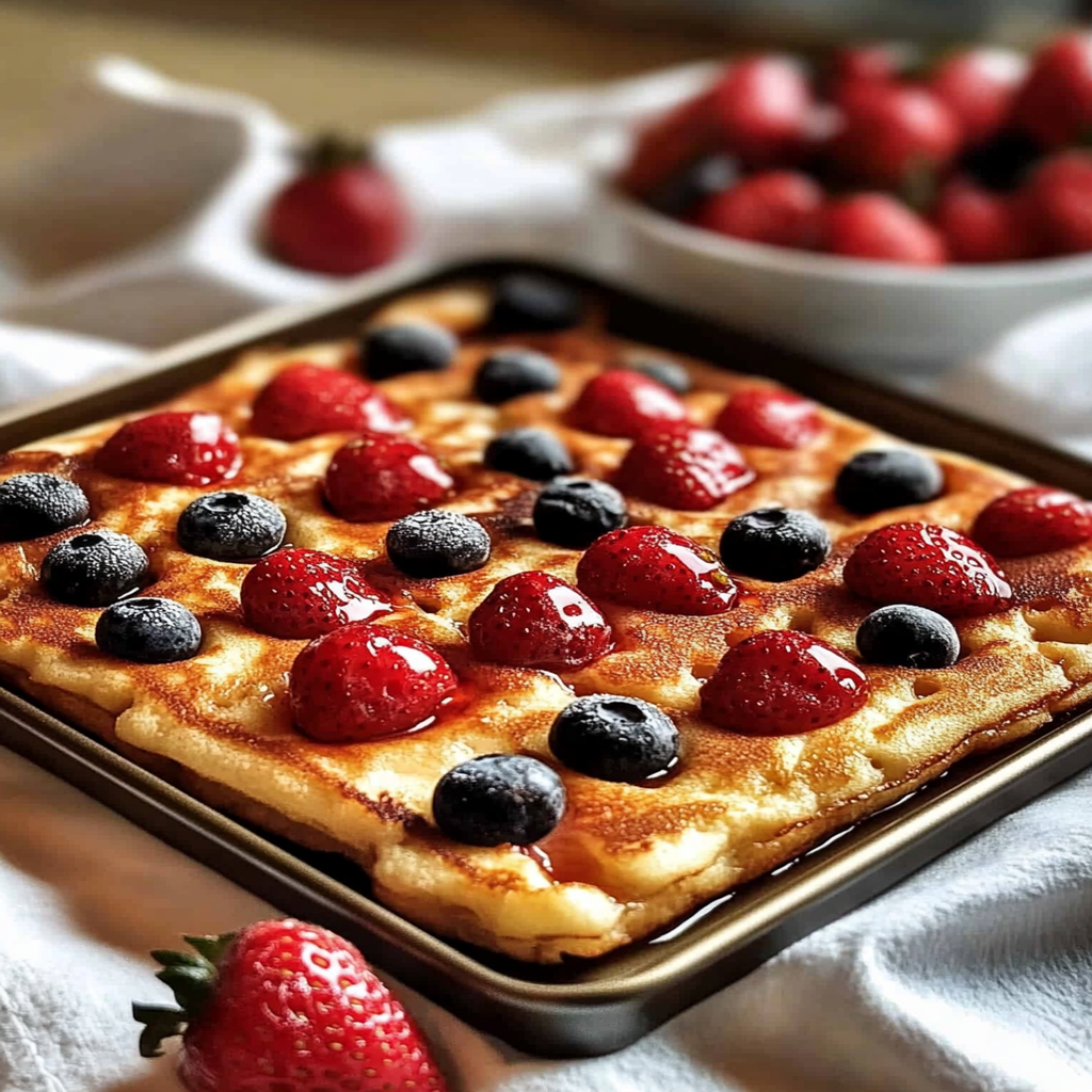 Strawberry Sheet Pan Pancakes